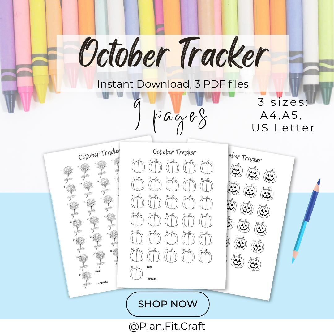 October Halloween Tracker Coloring Pages Bundle: Mood, Exercise, and ...