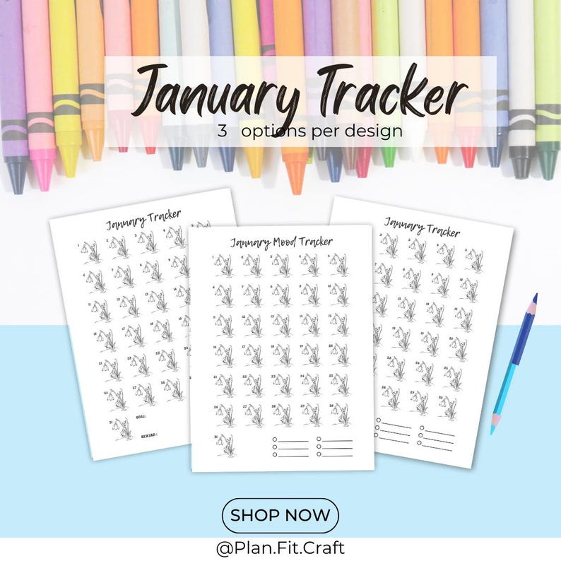 2025 January Tracker Coloring Pages Bundle: Mood, Exercise, and Habit ...