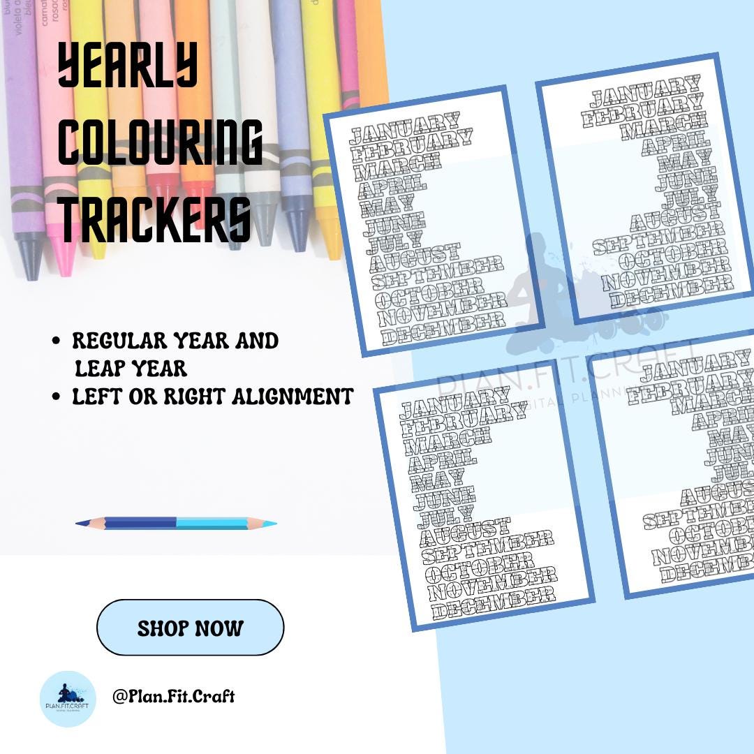 Year-long Coloring & Habit Tracking Printable - Regular Year and Leap ...