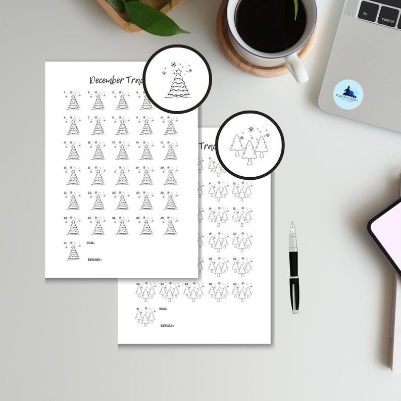 December Tracker Coloring Pages Bundle: Mood, Exercise, and Habit ...