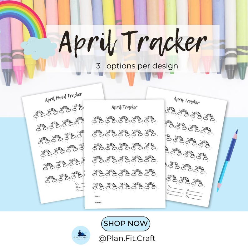 April Coloring Trackers – Mood, Habit Fitness Tracker | Bunny, Daisy ...