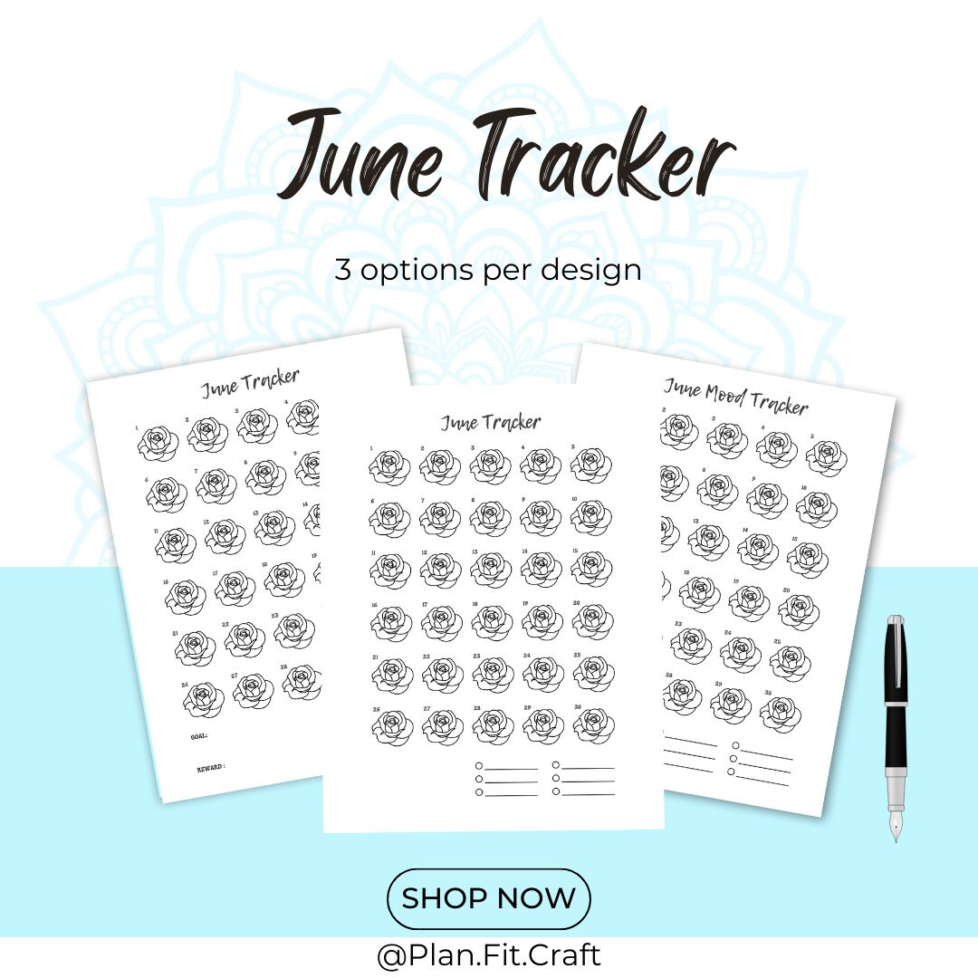 June Tracker Coloring Pages Bundle: Mood, Exercise, and Habit Tracker ...