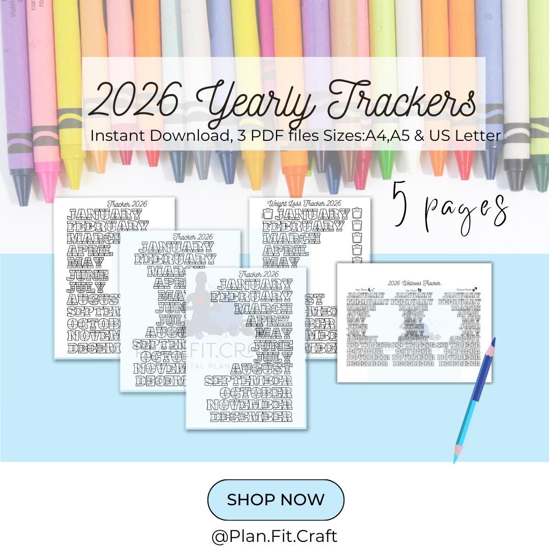 2026 Year at a Glance Tracker | Printable Habit, Mood & Wellness ...