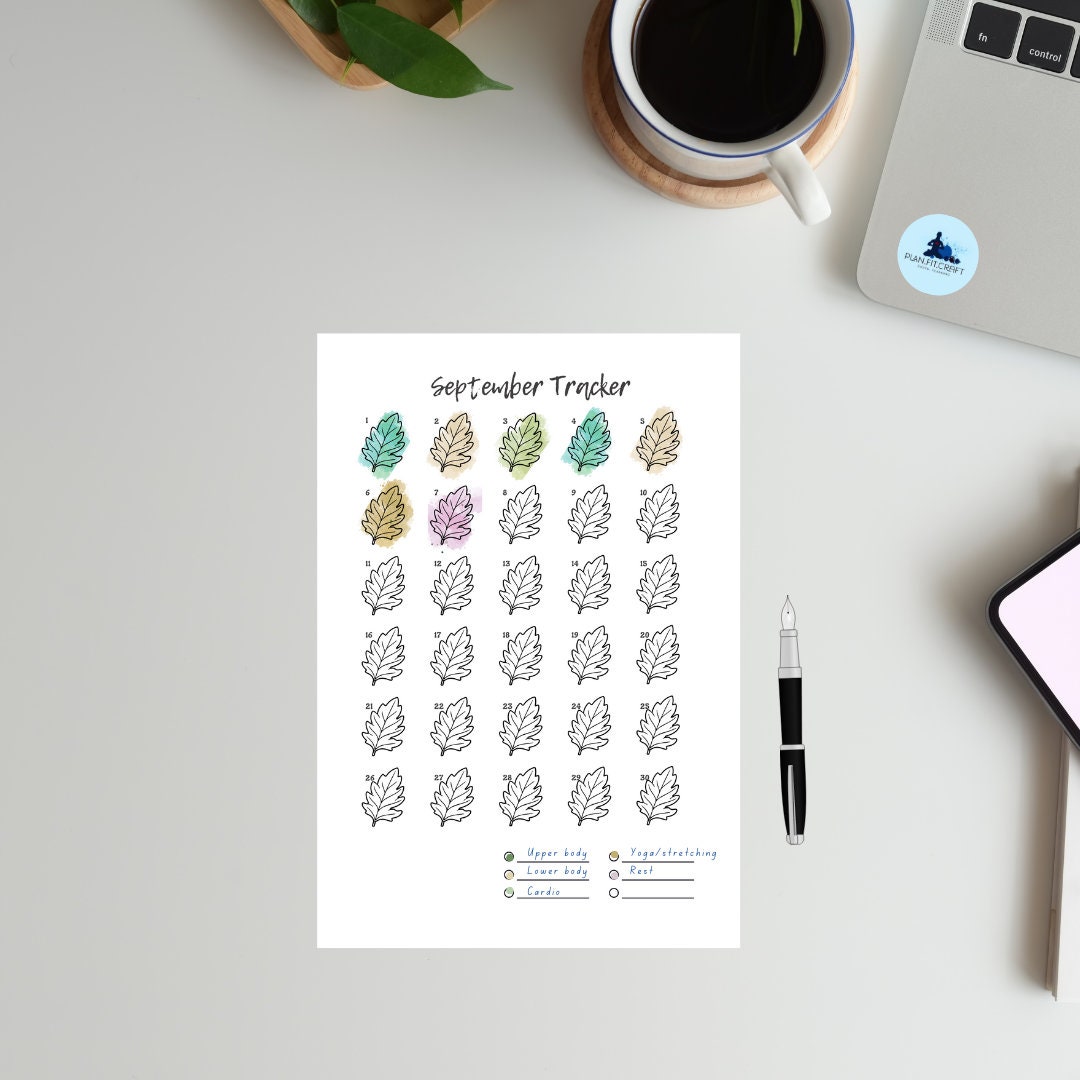 September Autumn Tracker Coloring Pages Bundle: Mood, Exercise, and ...