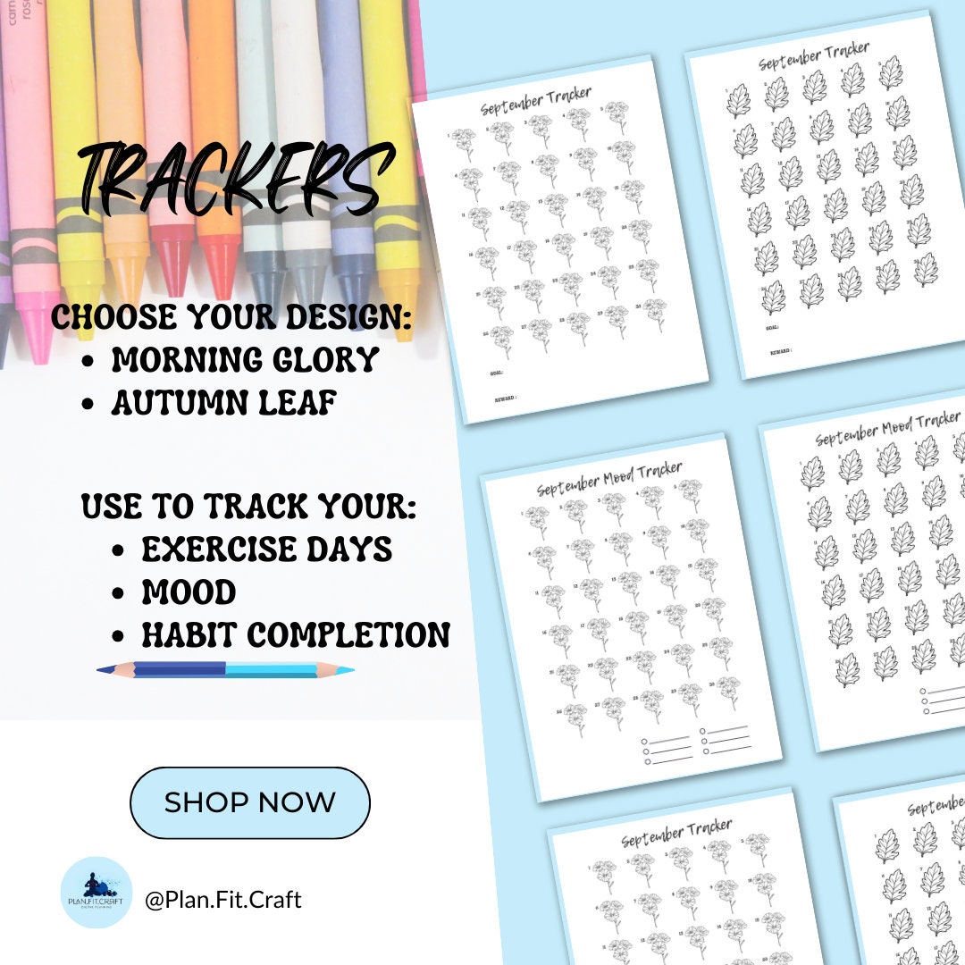 September Autumn Tracker Coloring Pages Bundle: Mood, Exercise, and ...