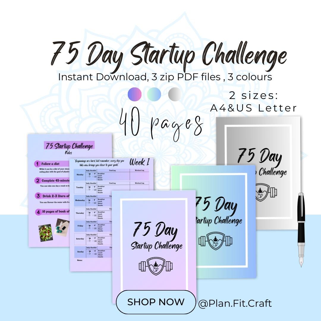 75 Day Startup Challenge Printable PDF - Gentle Self-improvement ...
