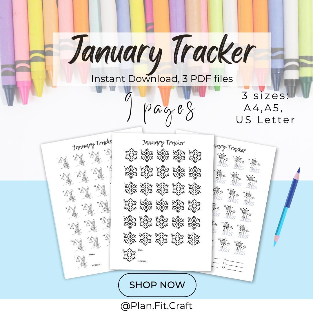 2025 January Tracker Coloring Pages Bundle: Mood, Exercise, and Habit ...