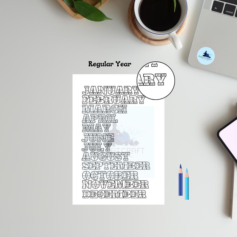 Year-long Coloring & Habit Tracking Printable - Regular Year and Leap ...