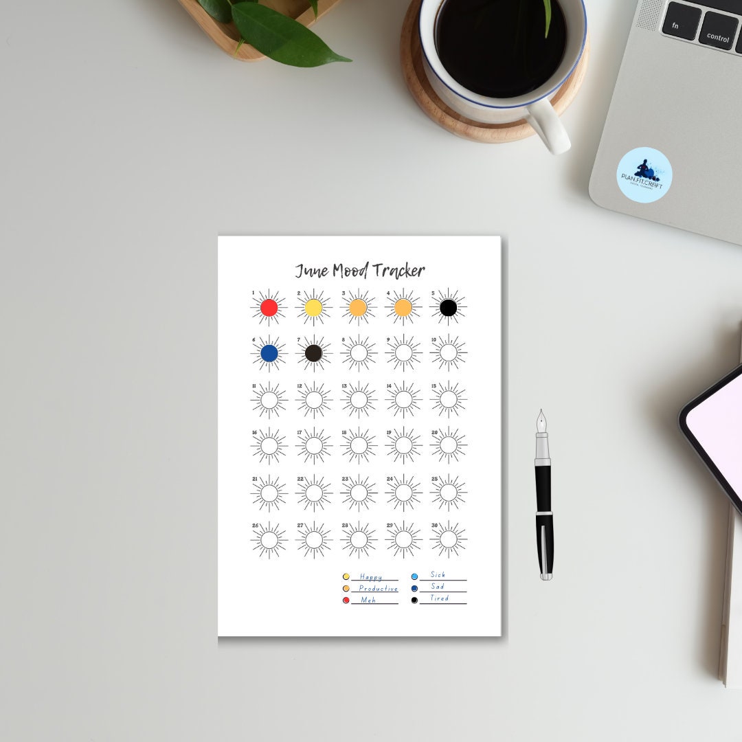 June Tracker Coloring Pages Bundle: Mood, Exercise, and Habit Tracker ...