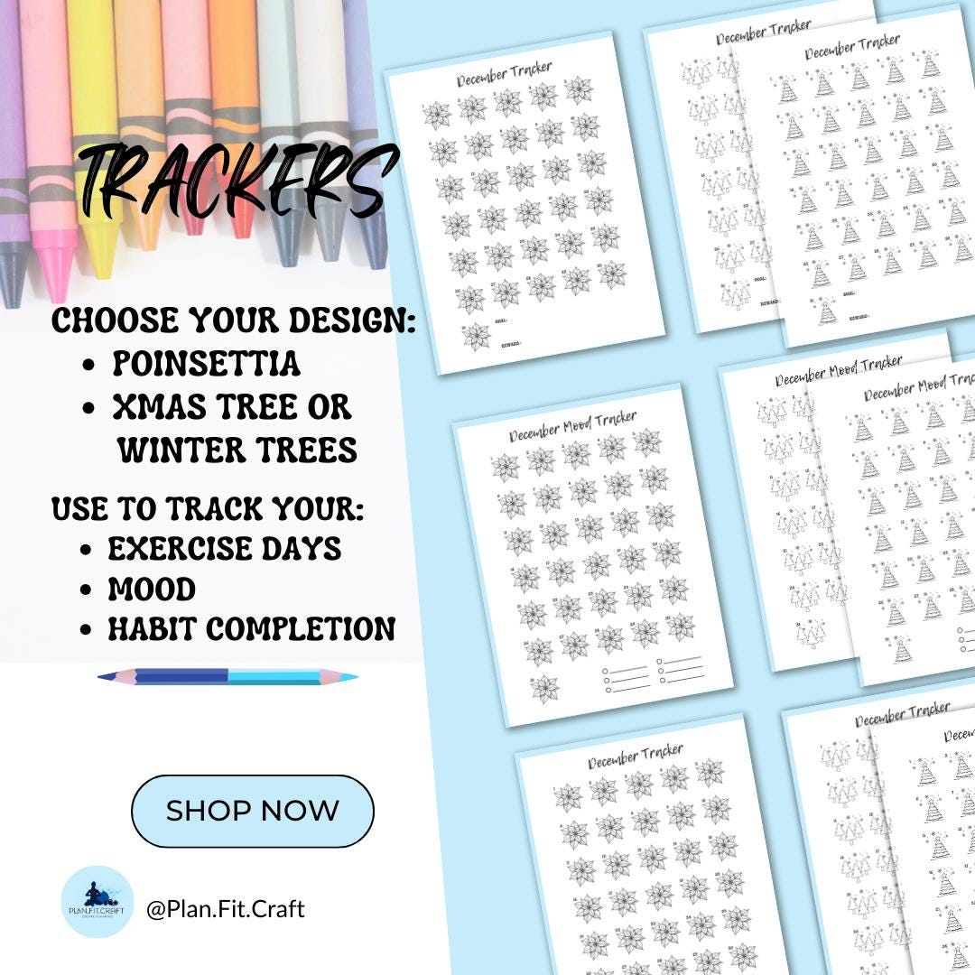 December Tracker Coloring Pages Bundle: Mood, Exercise, and Habit ...