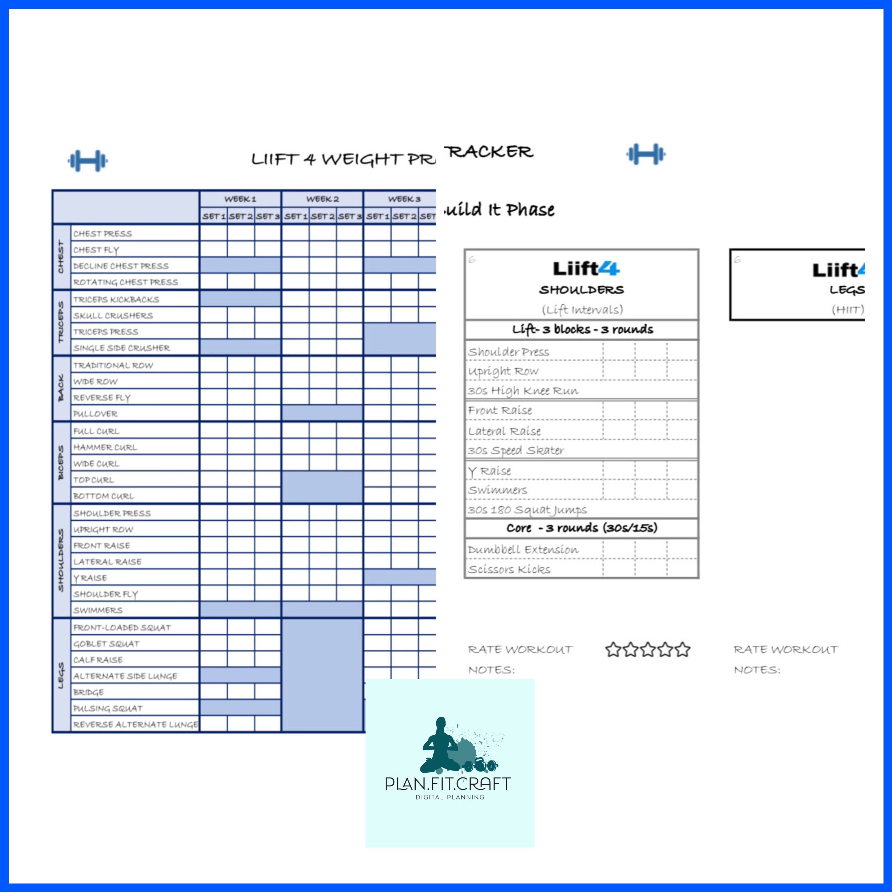 8 Weeks Liift4 Planner First Version Dumbbells Progression Tracker ...