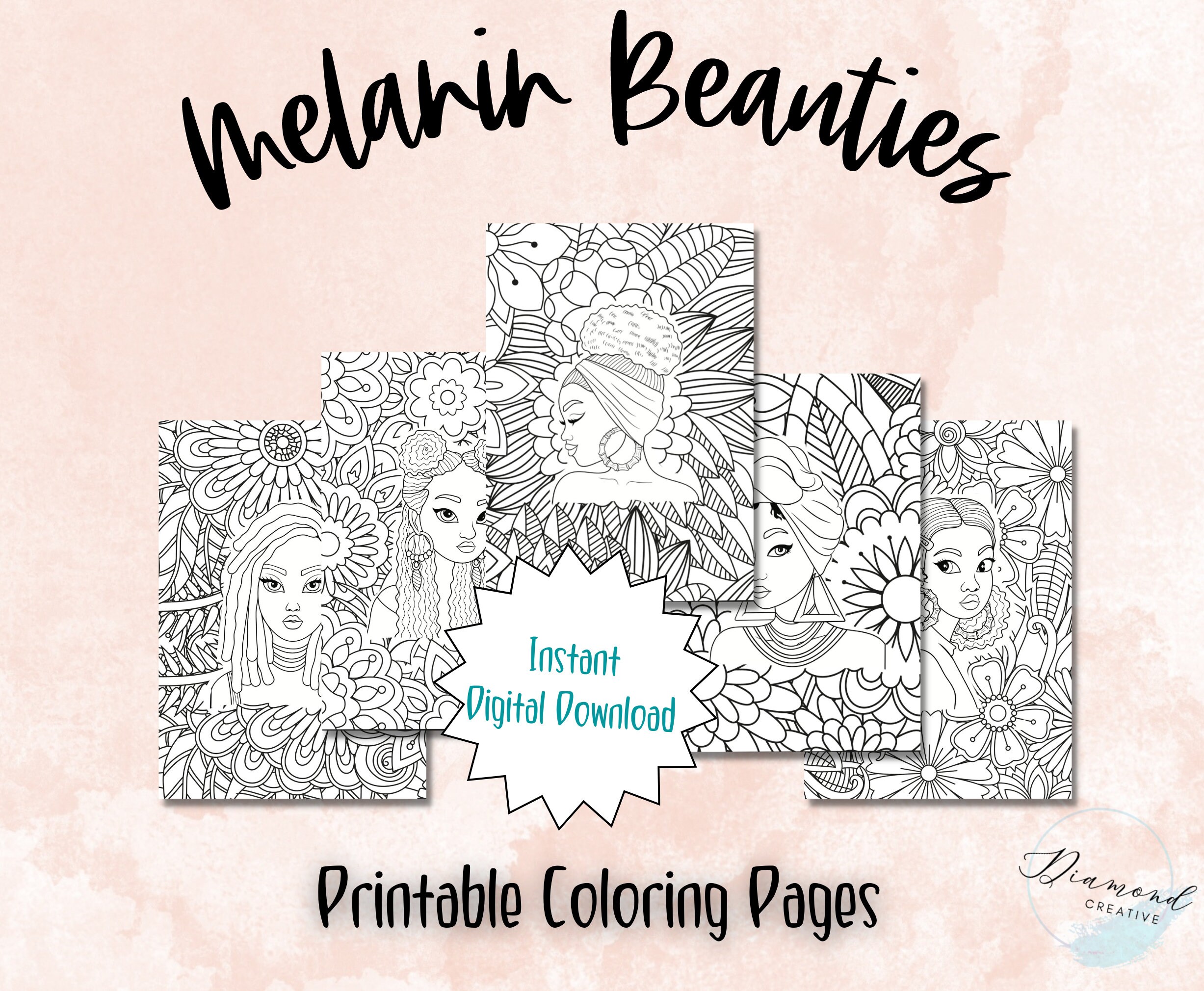 Melanin Beauties Coloring Pages - Etsy