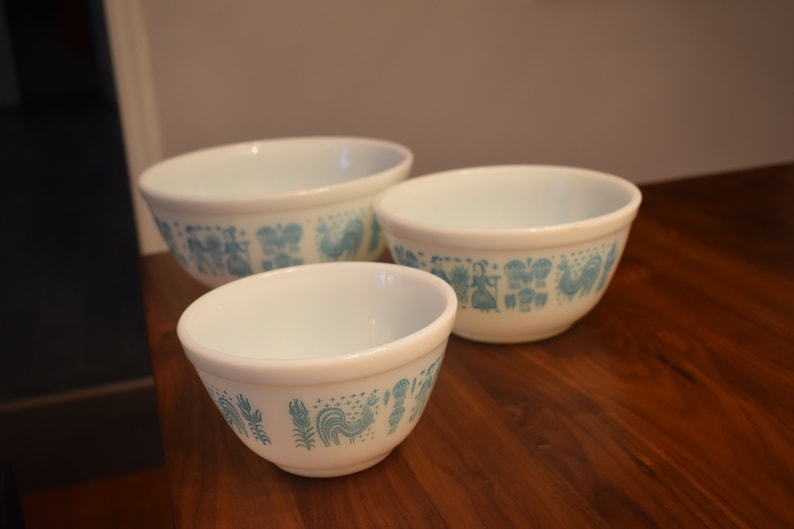Vintage Pyrex Blue Amish Butterprint Set of 3 Mixing/nesting Bowls - Etsy