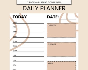 Daily Schedule, Printable Daily Planner, Productivity Planner, Instant ...