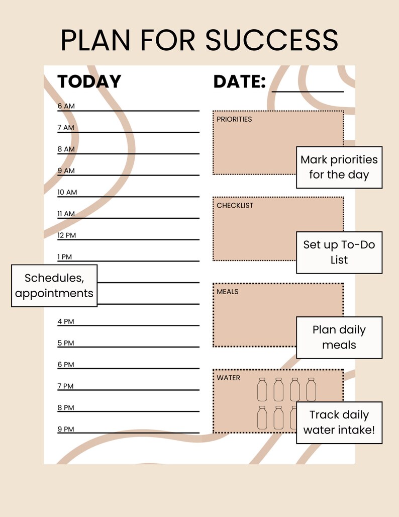 Daily Schedule, Printable Daily Planner, Productivity Planner, Instant ...