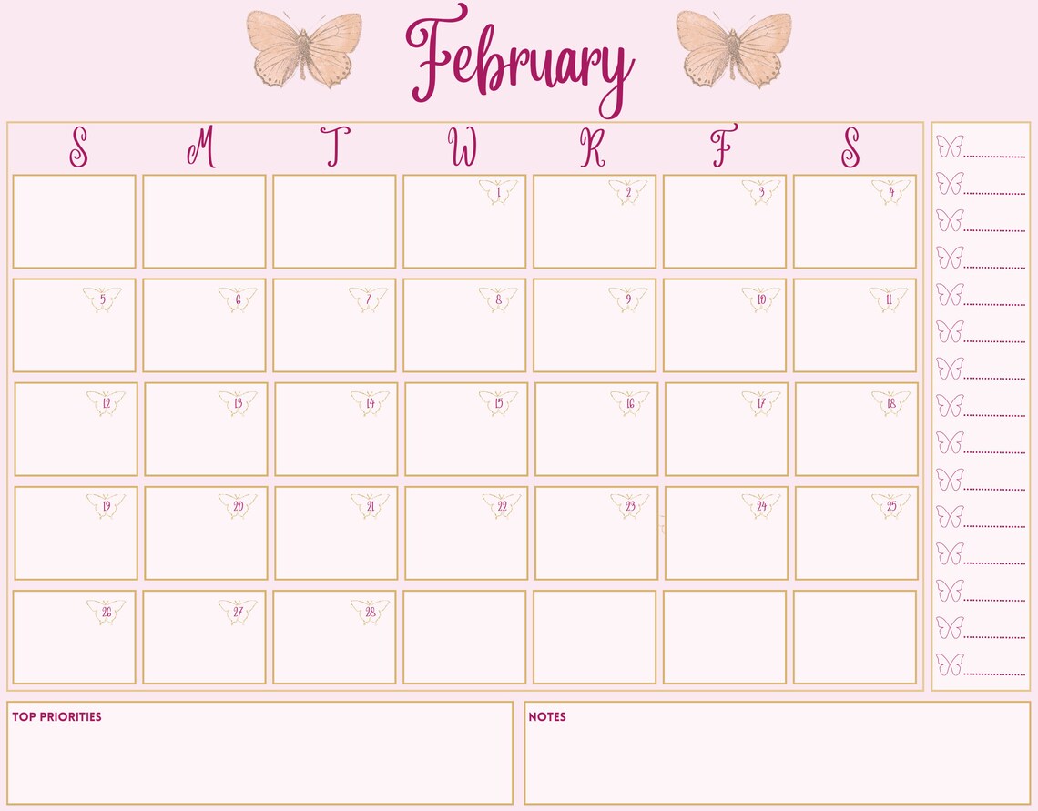 2023 Butterfly Desk Calendar, Printable, Instant Download - Etsy