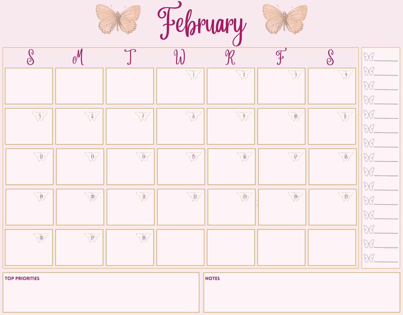 2023 Butterfly Desk Calendar, Printable, Instant Download - Etsy