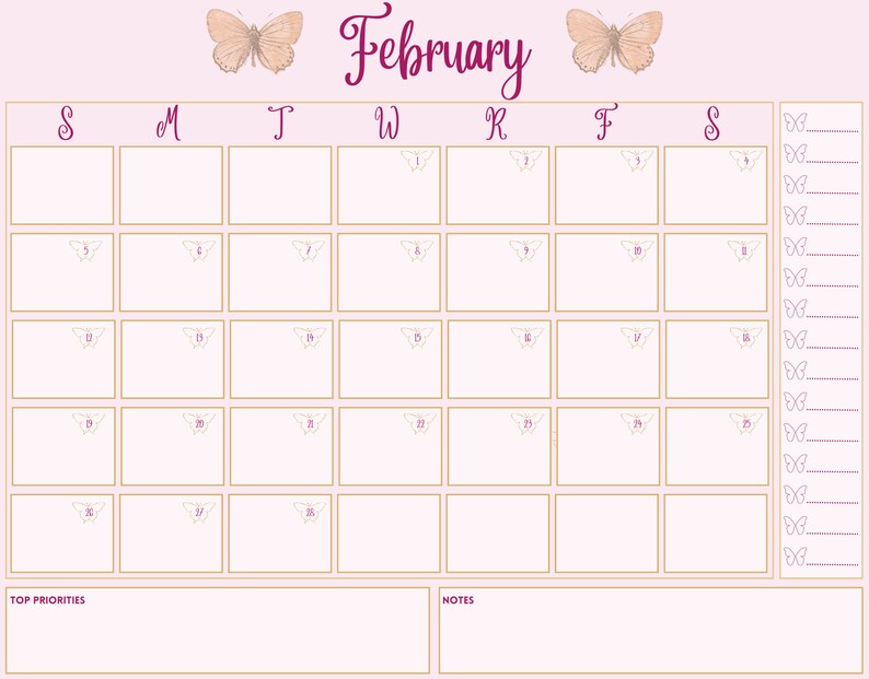 2023 Butterfly Desk Calendar, Printable, Instant Download - Etsy