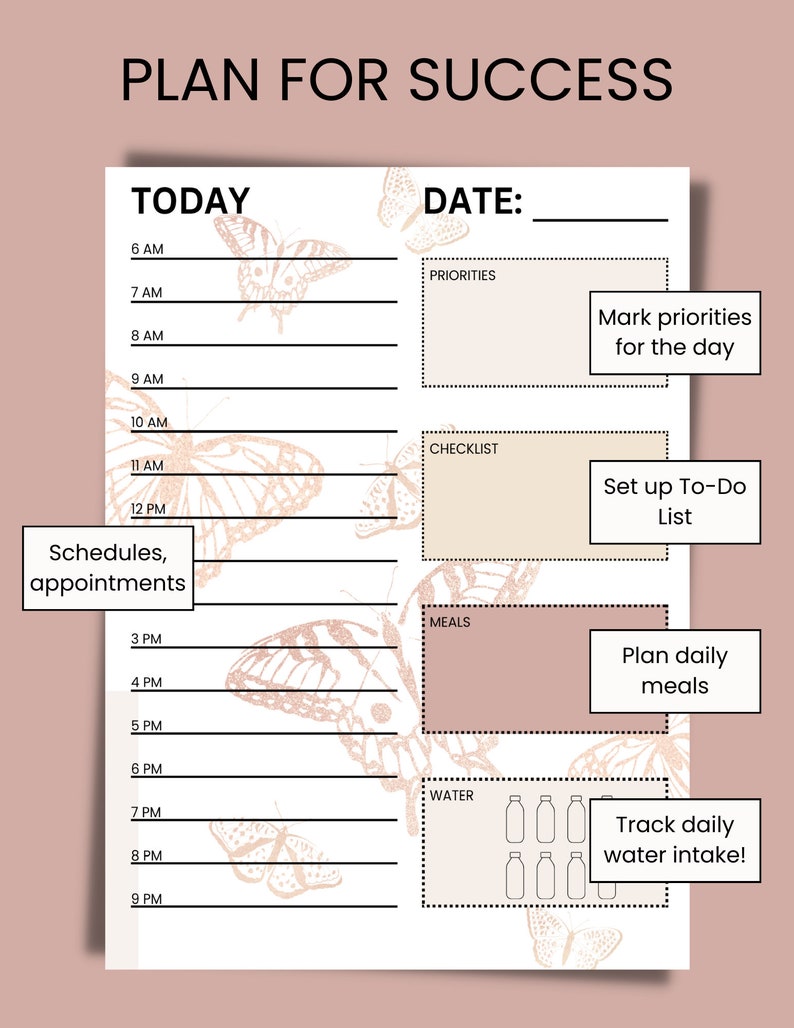Daily Schedule, Printable Daily Planner, Productivity Planner, Instant ...