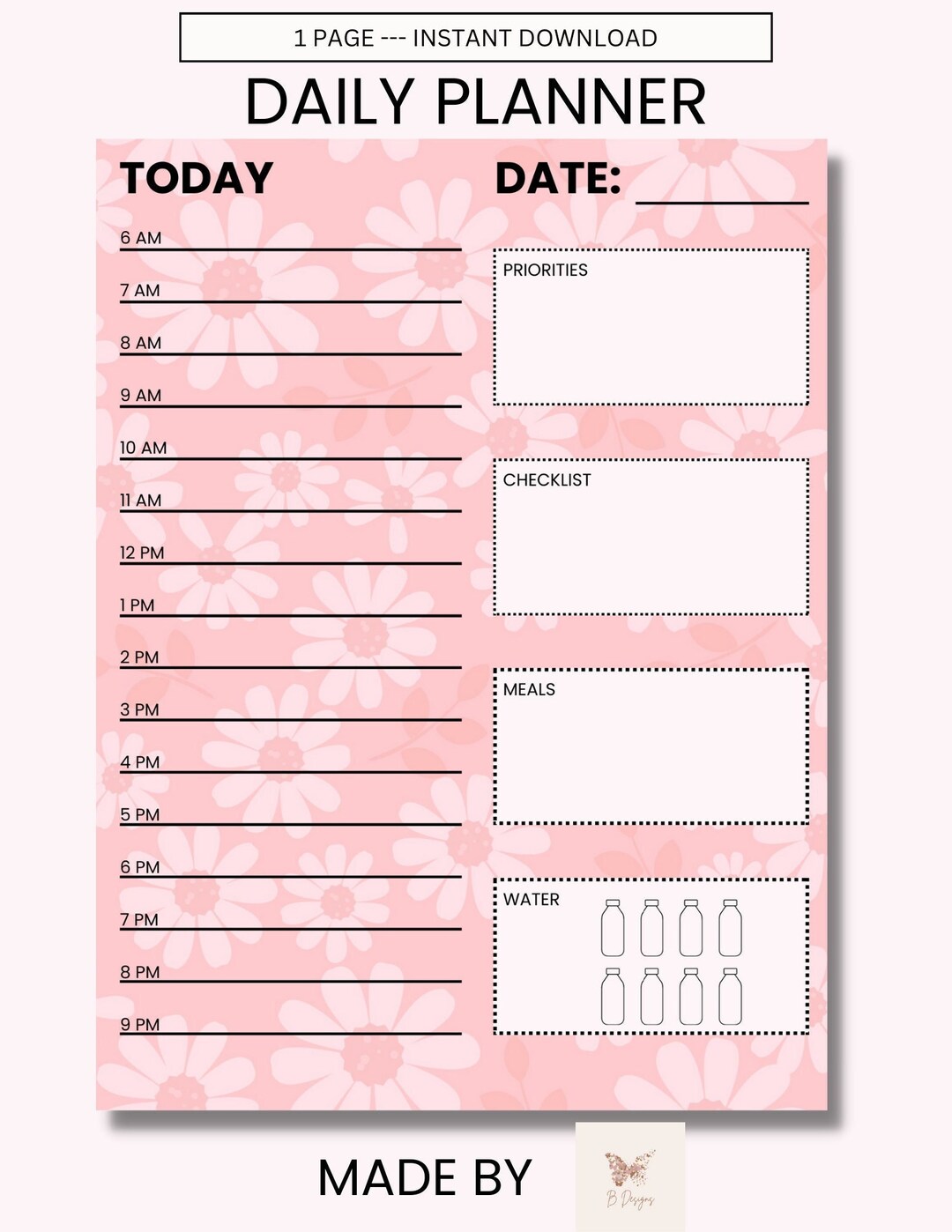 Daily Schedule, Printable Daily Planner, Productivity Planner, Instant ...