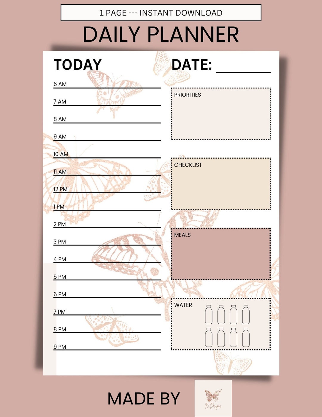 Daily Schedule, Printable Daily Planner, Productivity Planner, Instant ...