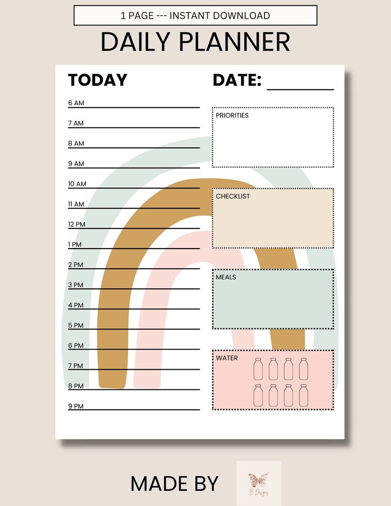 Daily Schedule, Printable Daily Planner, Productivity Planner, Instant ...