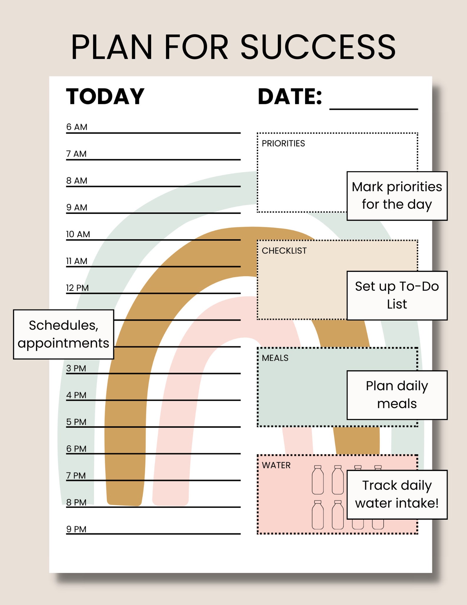Daily Schedule, Printable Daily Planner, Productivity Planner, Instant ...