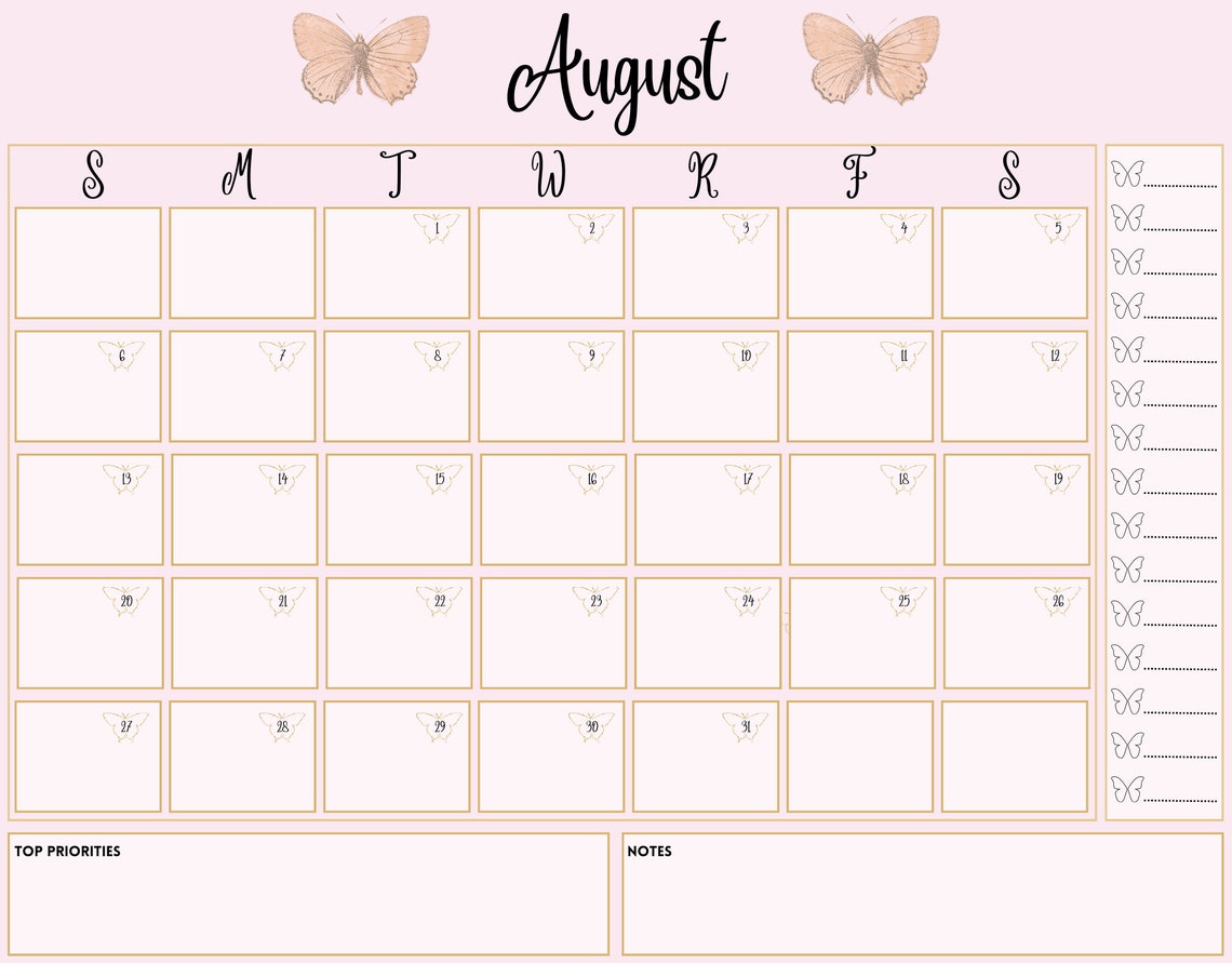 2023 Butterfly Desk Calendar, Printable, Instant Download - Etsy