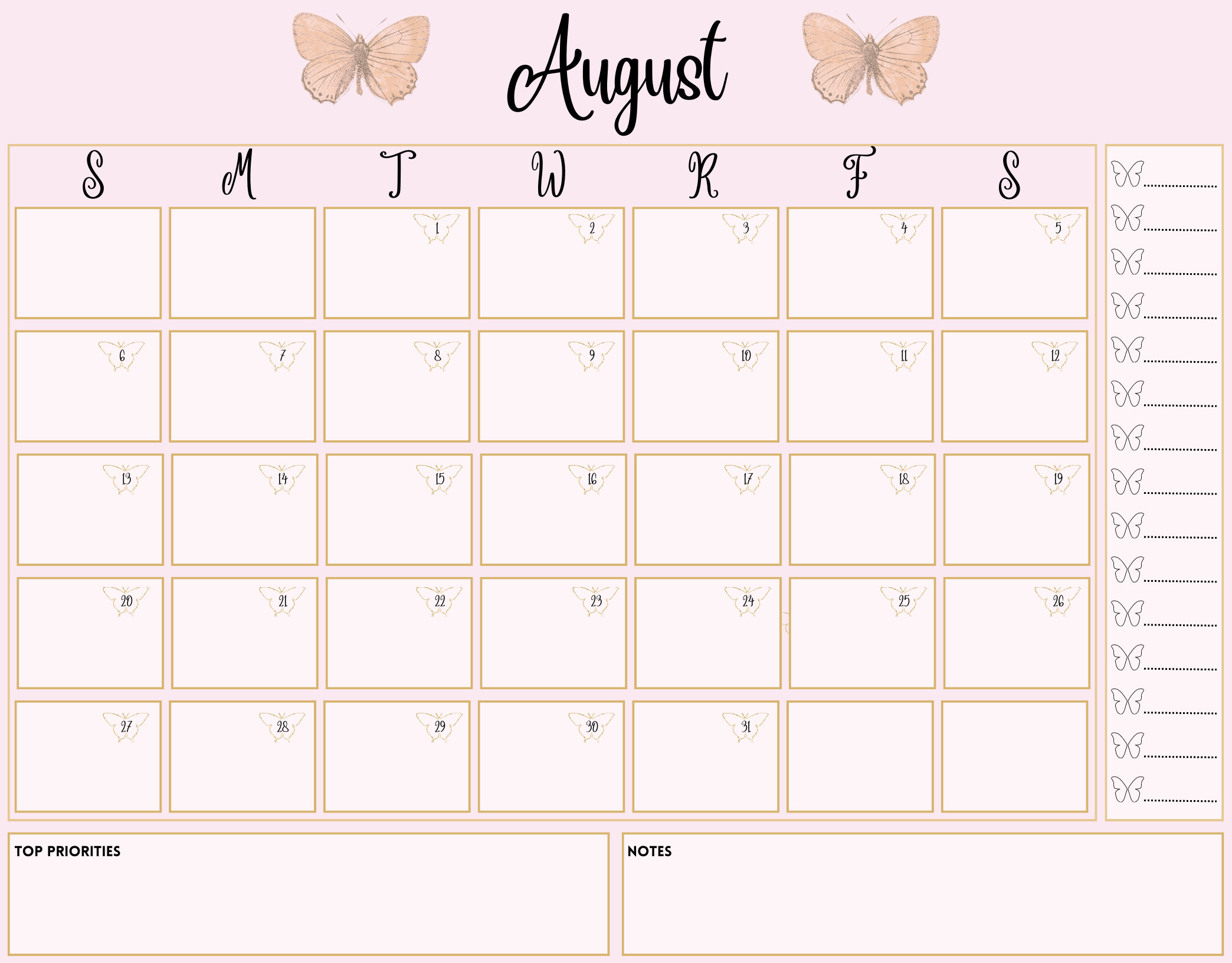 2023 Butterfly Desk Calendar, Printable, Instant Download - Etsy