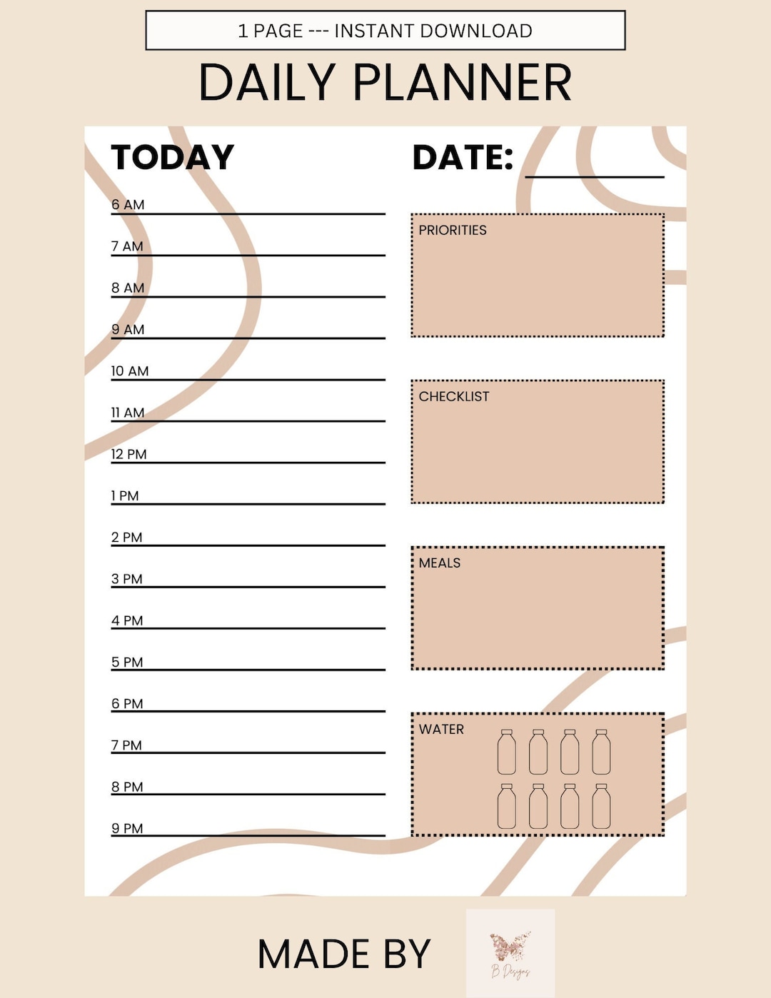 Daily Schedule, Printable Daily Planner, Productivity Planner, Instant ...