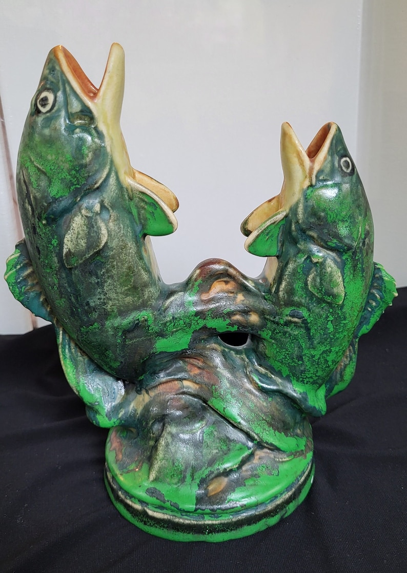 Rare Weller Pottery 'coppertone' Double Fish Vase - Etsy