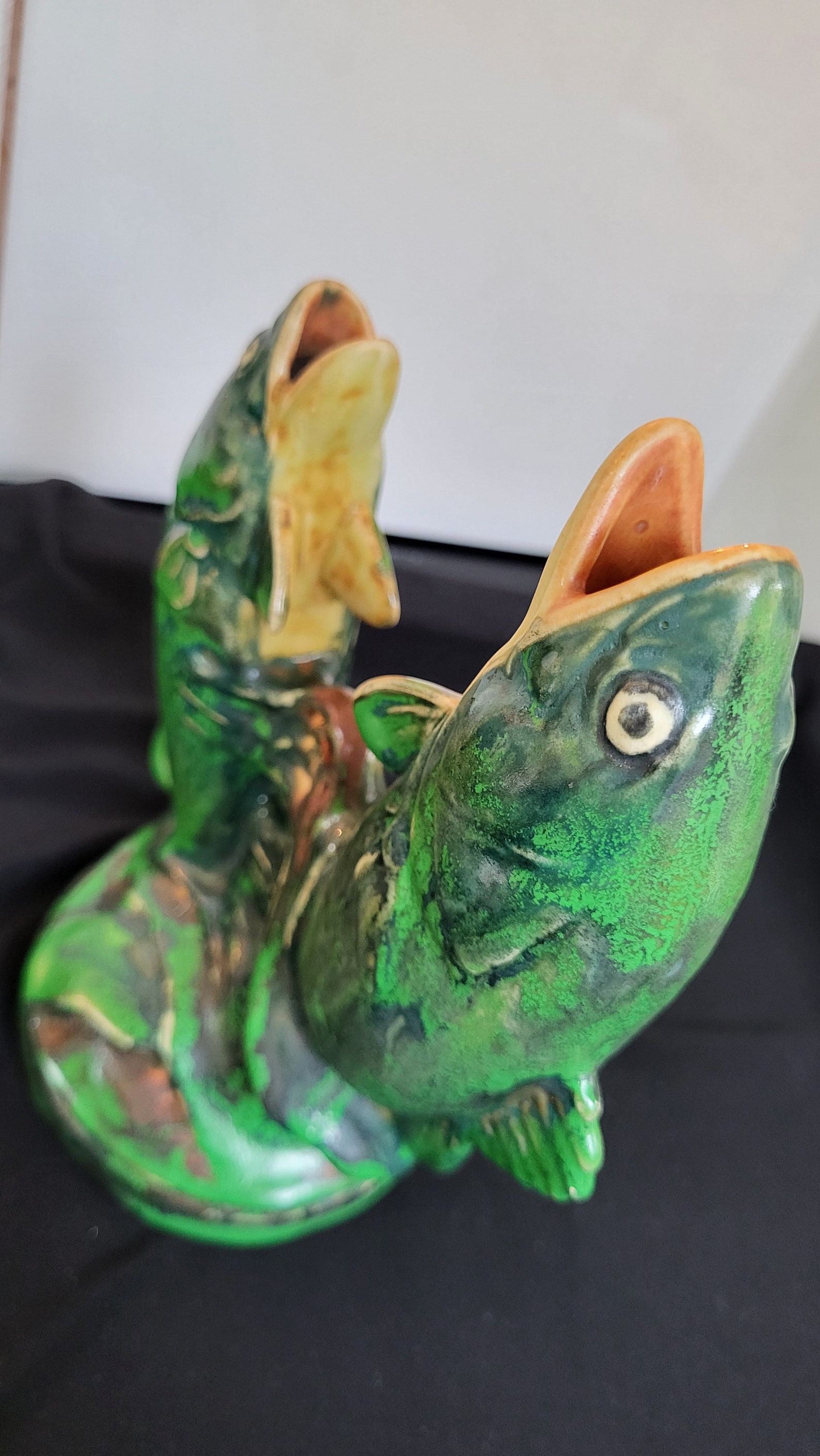 Rare Weller Pottery 'coppertone' Double Fish Vase - Etsy