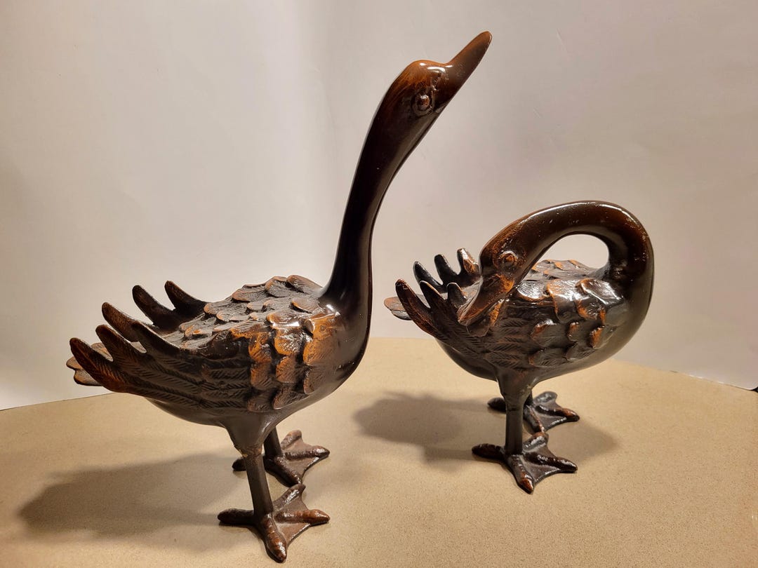Vintage Cast Iron Japan Goose Geese Duck Sculptures MCM 1960s - Etsy