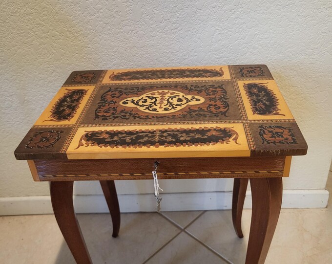 Vintage Reuge Italian Inlaid Musical Jewelry Box Standing Table - Etsy