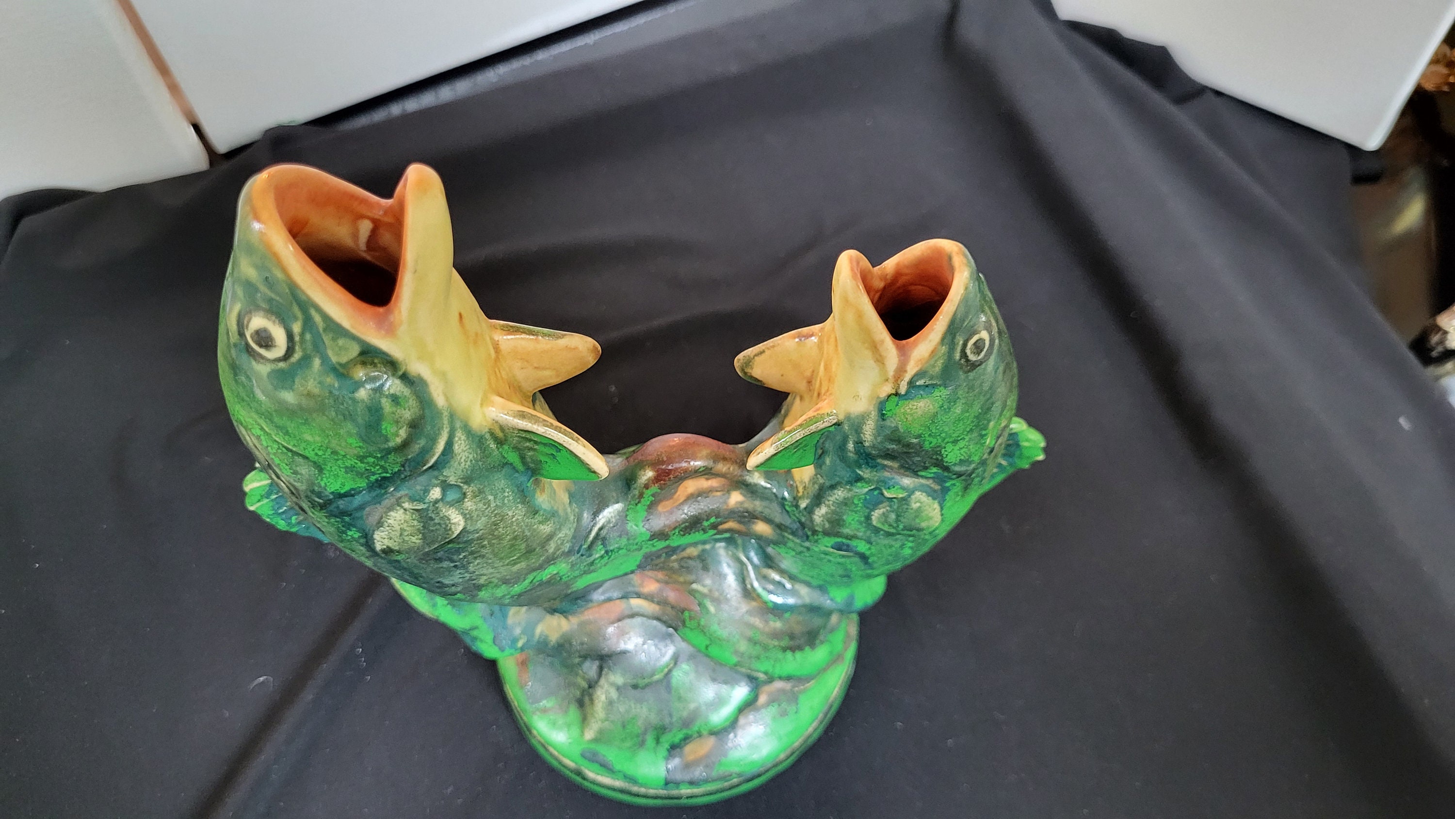 Rare Weller Pottery 'coppertone' Double Fish Vase - Etsy