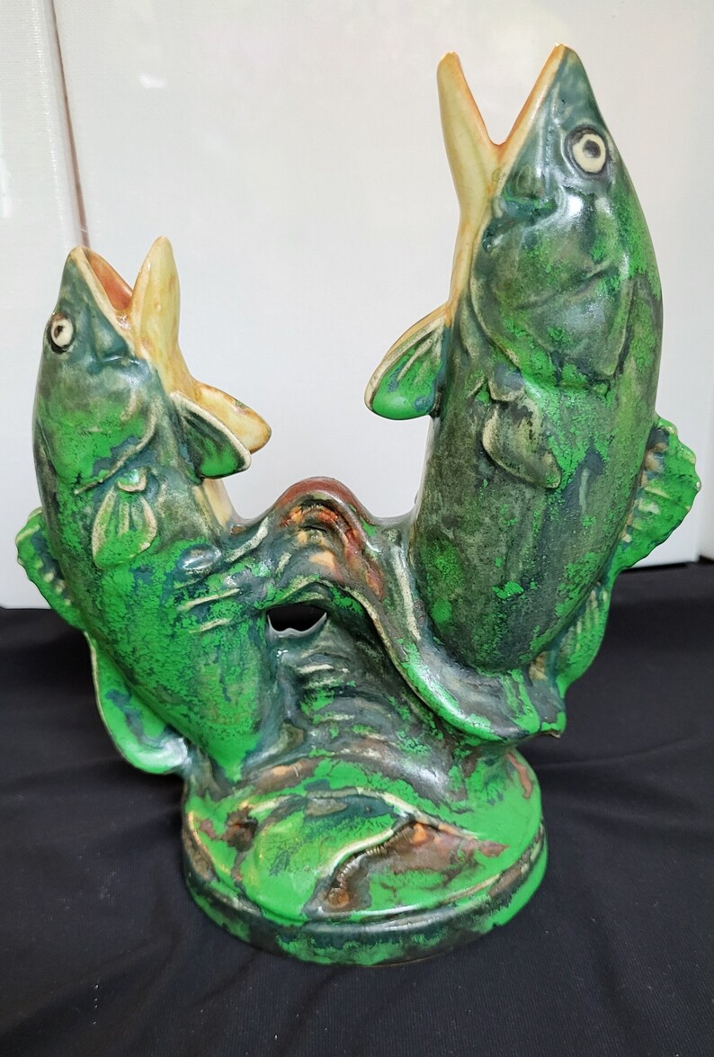 Rare Weller Pottery 'coppertone' Double Fish Vase - Etsy