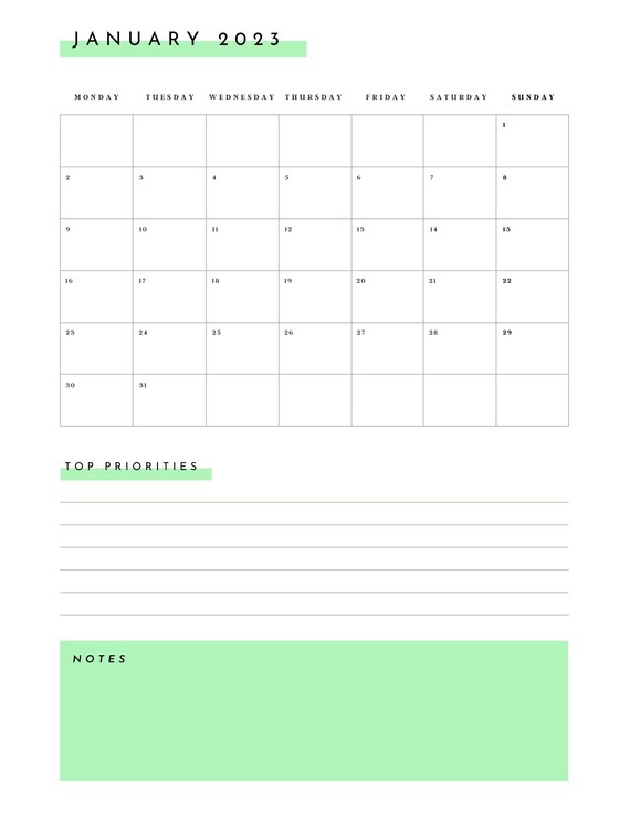 2023 Monthly Calendar Bundle Printable PDF Calendar - Etsy México