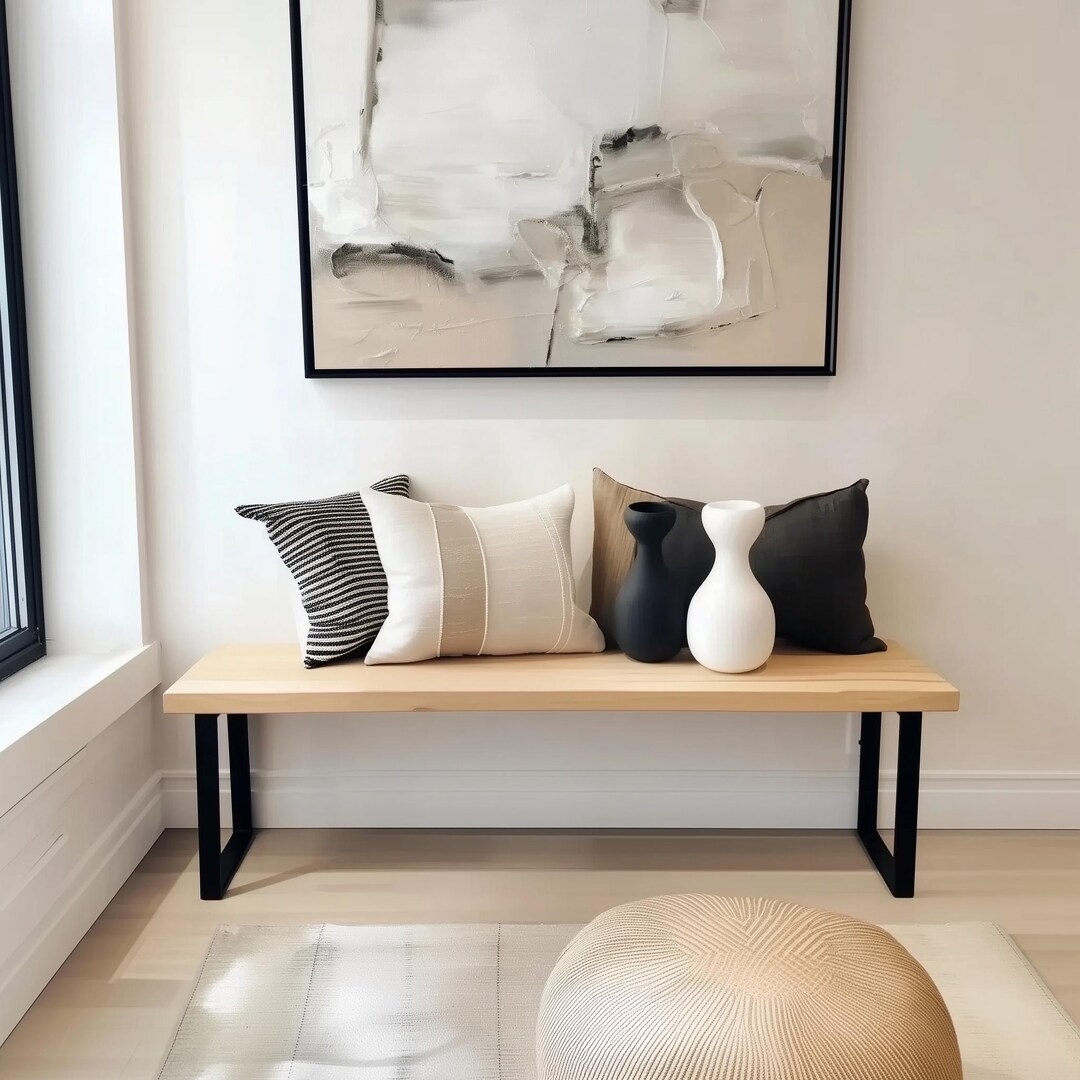 Handmade Rustic Wood Bench With Square Legs | Outdoor Bench | Entryway ...