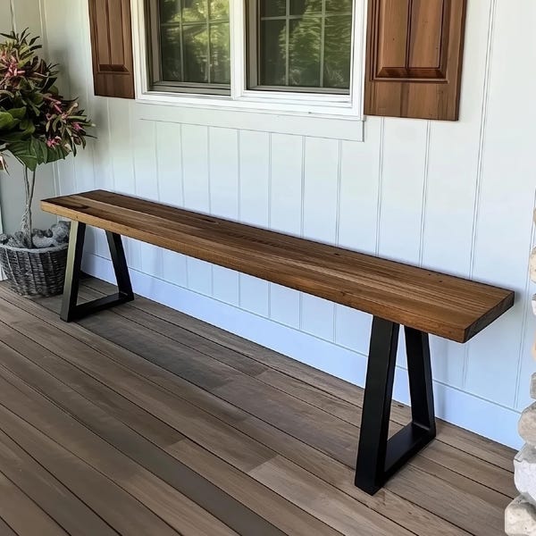 Long Rustic Wood Bench - Etsy