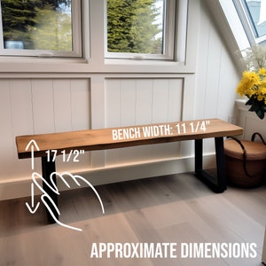 Handmade Rustic Wood Bench Trapezoid Steel Legs Entryway Bench Coffee ...