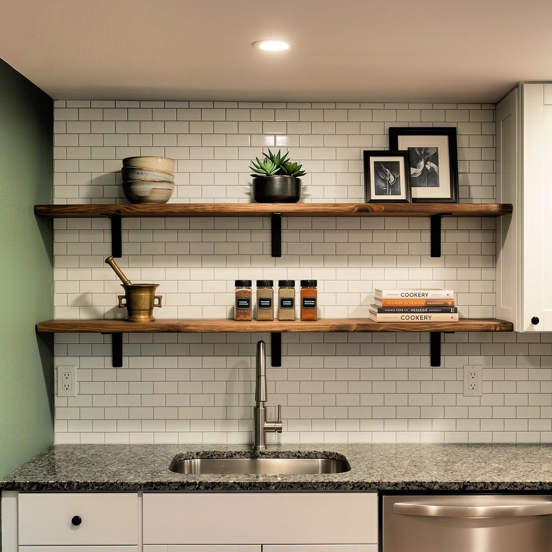 Rustic Wood Shelf With Heavy Duty Industrial Brackets - Custom Sizes ...
