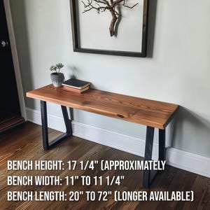 Handmade Rustic Wood Bench | Trapezoid Steel Legs | Entryway Bench ...