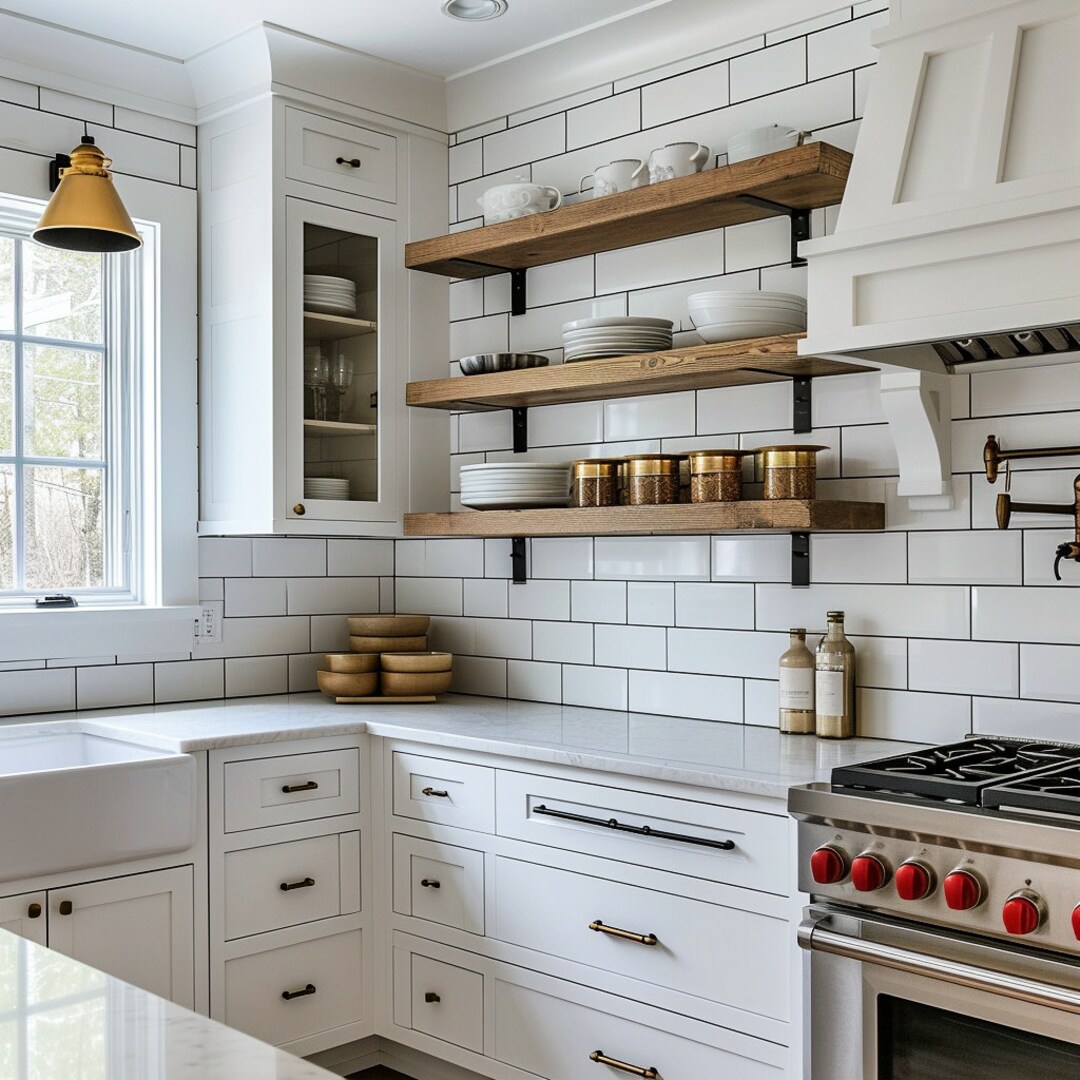 Rustic Wood Shelf With Industrial Brackets Long, Custom Size, Heavy ...