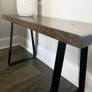 Handmade Rustic Wood Bench Trapezoid Steel Legs Entryway Bench Coffee ...