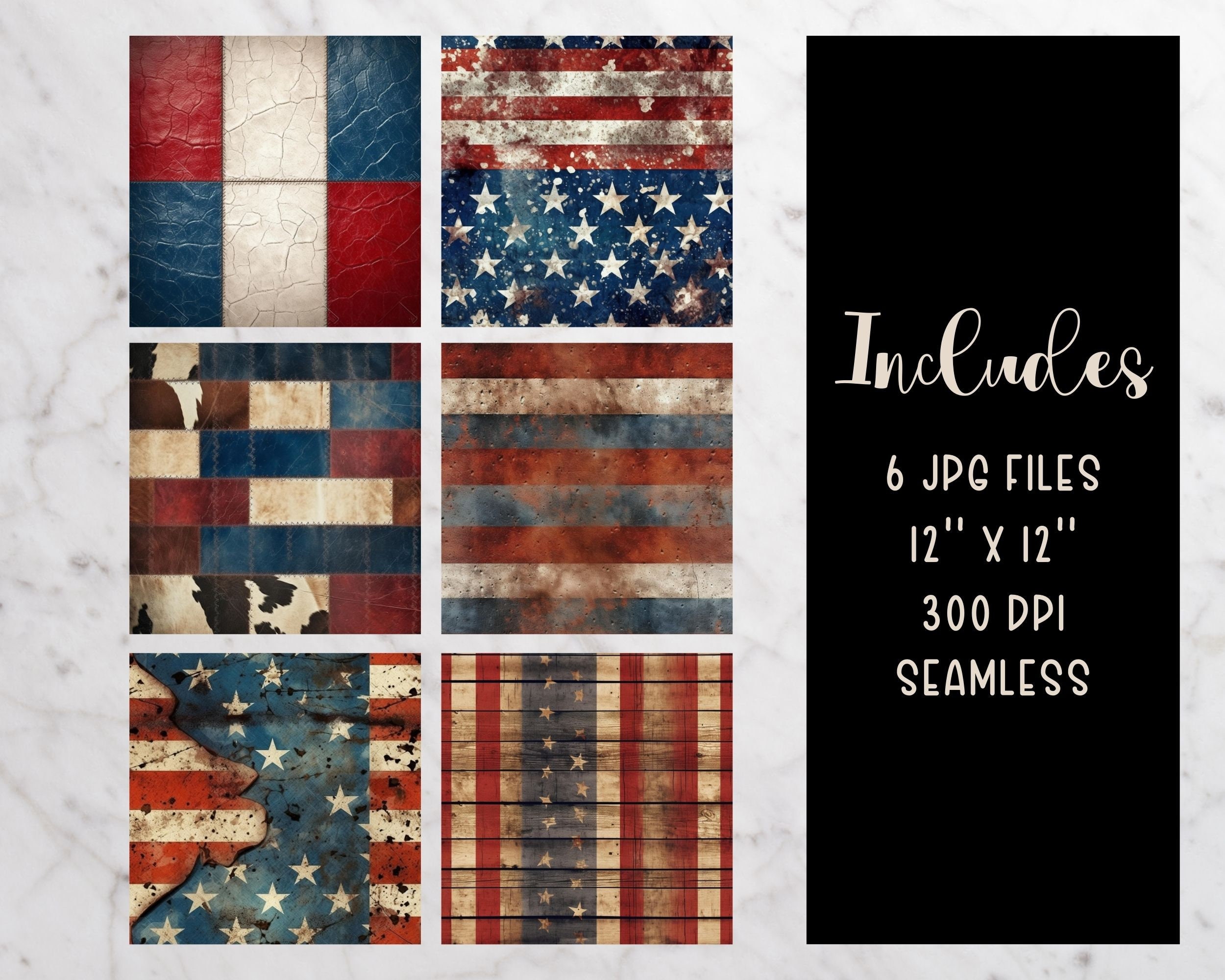 Distressed July 4th Digital Paper Bundle, Vintage Printable Scrapbook ...