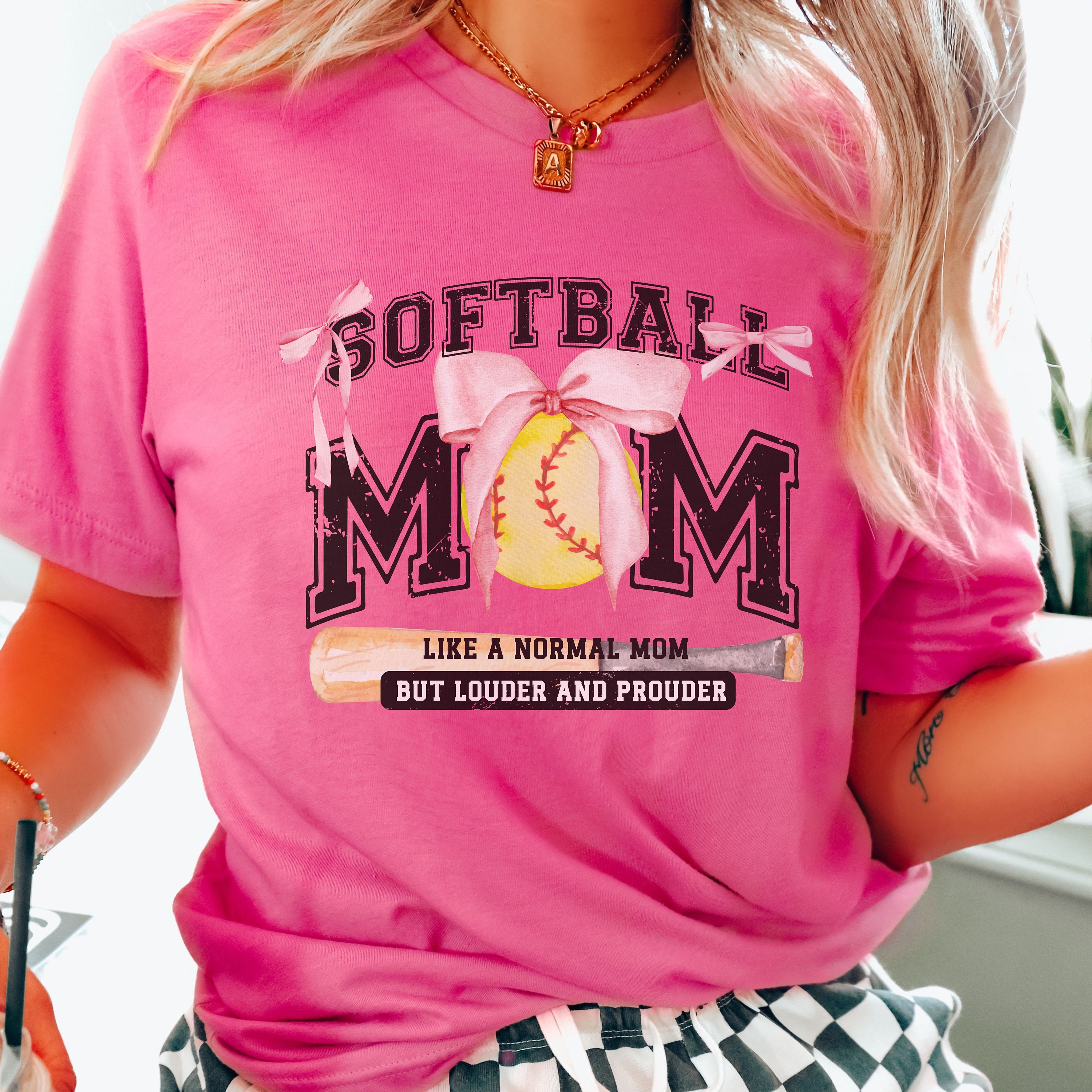 Softball Mom Png, Coquette Pink Watercolor Bows, Prouder & Louder ...