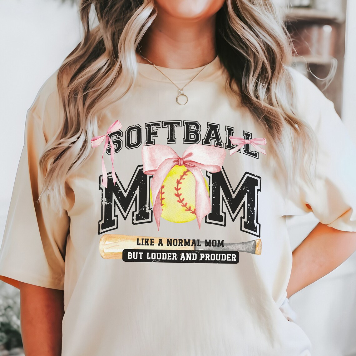 Softball Mom Png, Coquette Pink Watercolor Bows, Prouder & Louder ...