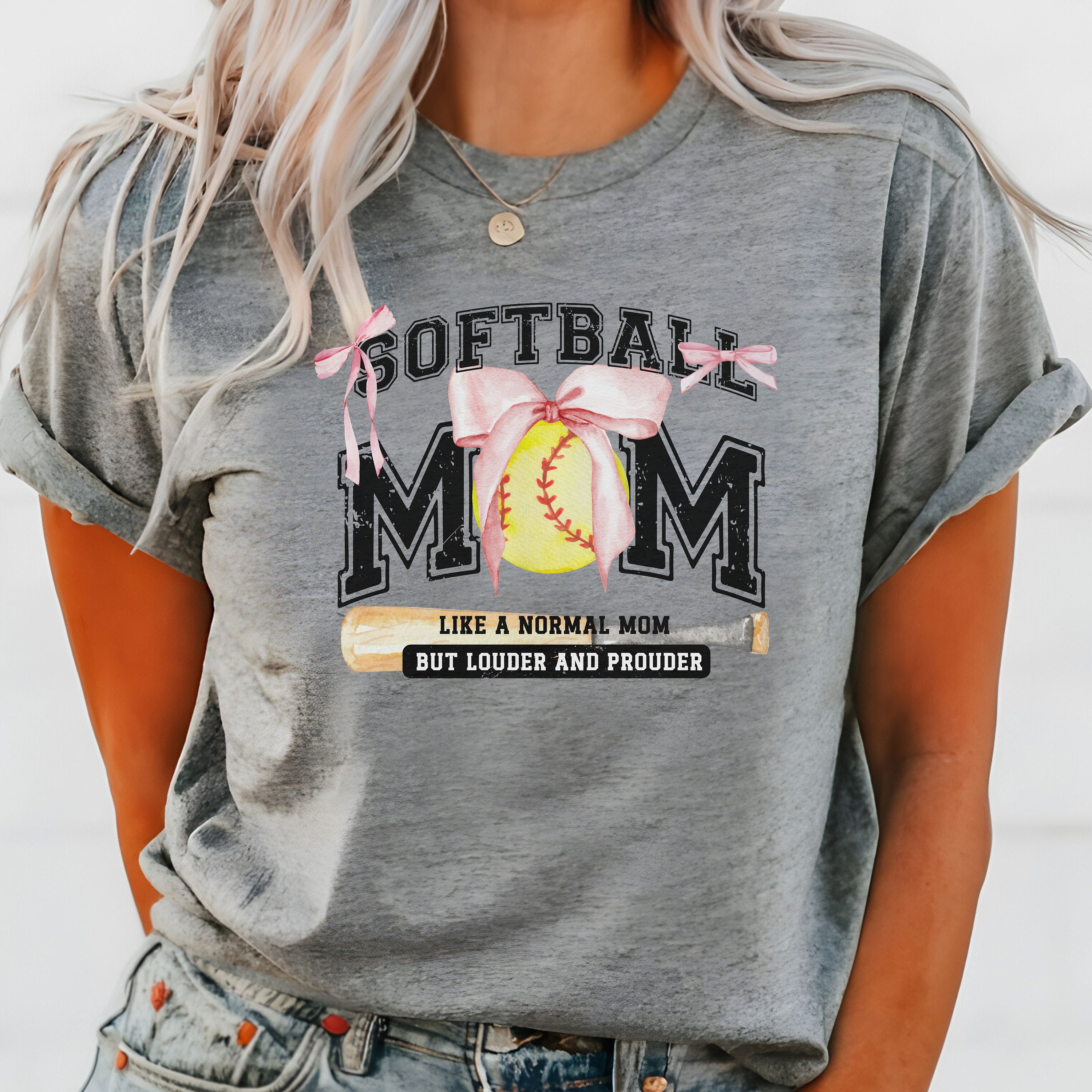 Softball Mom Png, Coquette Pink Watercolor Bows, Prouder & Louder ...