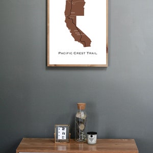 Pacific Crest Trail Map PCT Thru Hike Wall Art Minimalist Art Hiking ...