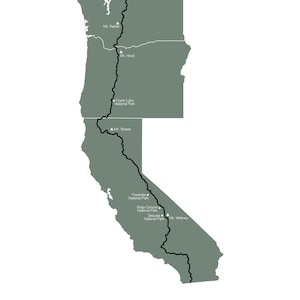 Pacific Crest Trail Map PCT Thru Hike Wall Art Minimalist Art Hiking ...